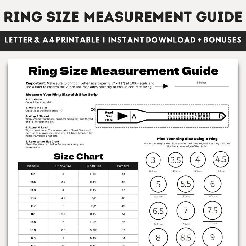 Printable Ring Size Chart, Ring Sizer Tool, Find Your Ring Size ...