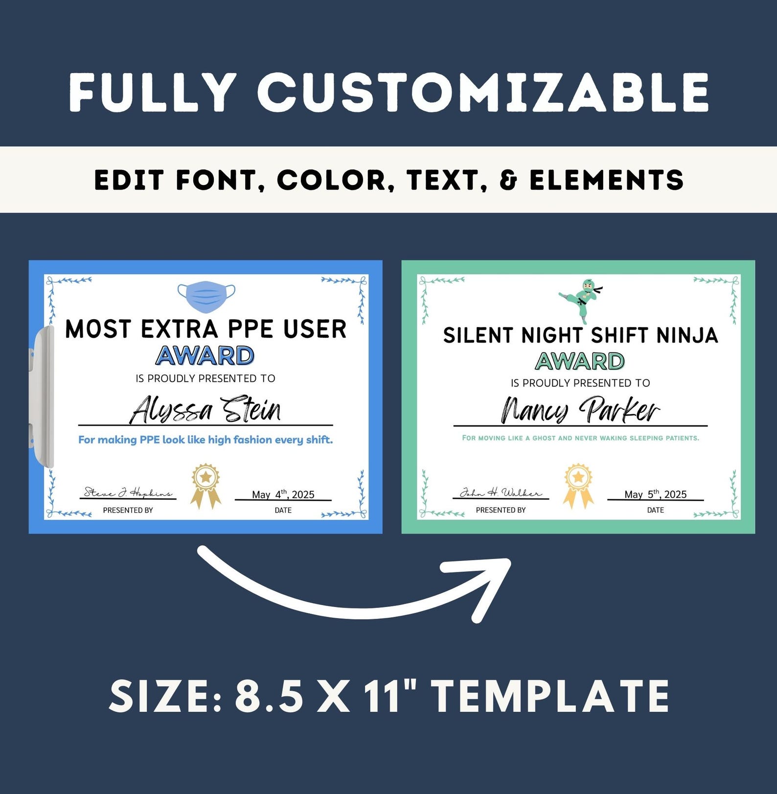 Editable Nurse Superlatives Award Certificates, Nursing Awards Funny ...