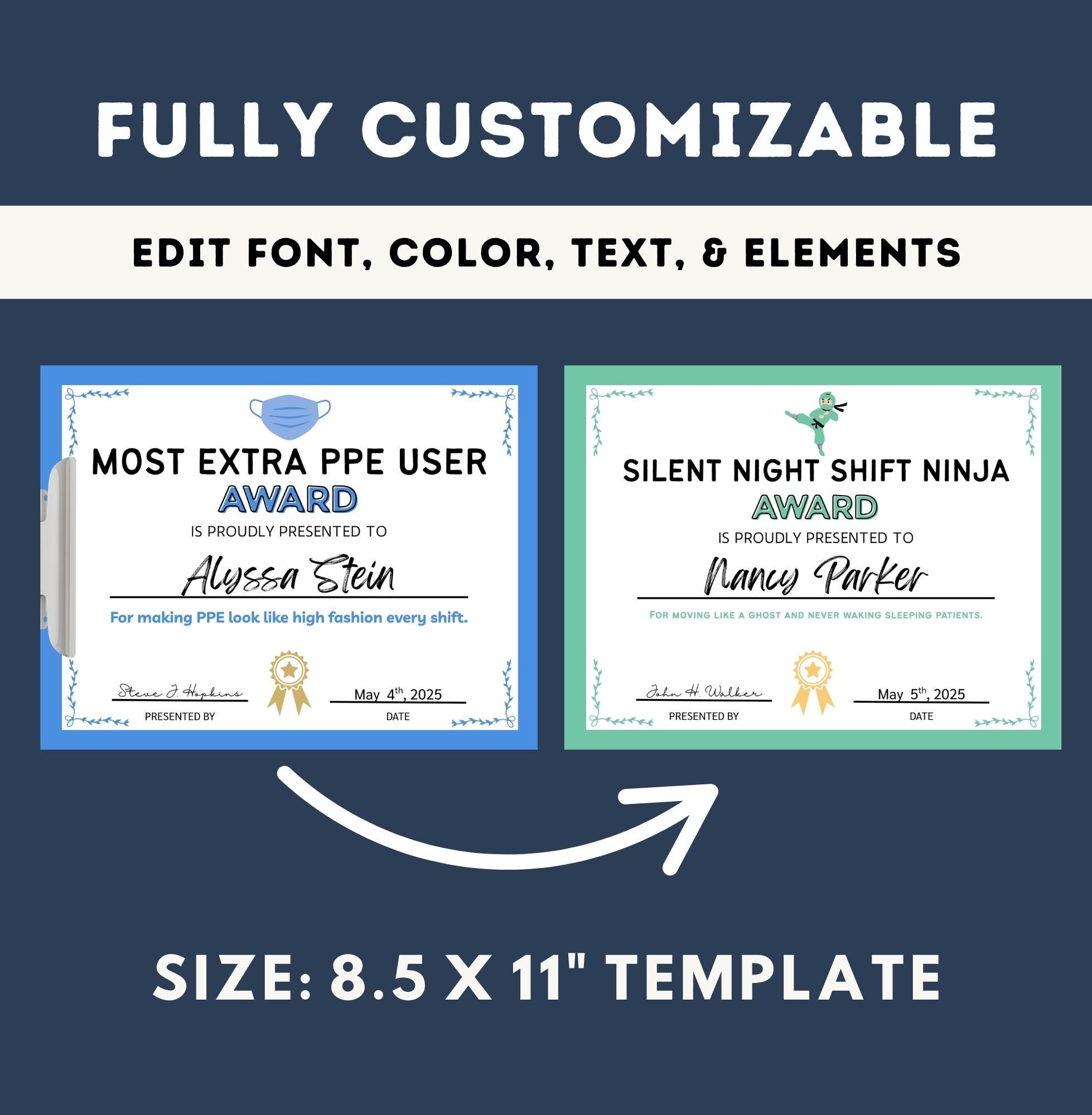 Editable Nurse Superlatives Award Certificates, Nursing Awards Funny ...