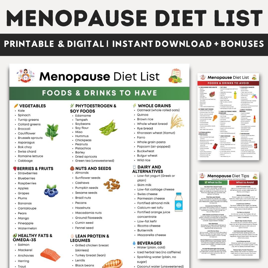 Menopause Diet Food List, Menopause Diet Plan Food Chart, Perimenopause ...