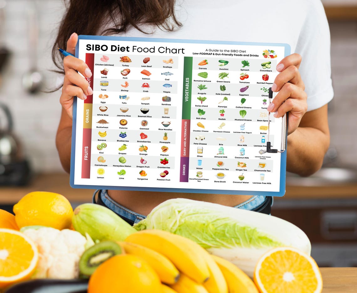 SIBO Diet Food Chart, Low FODCAP Diet Liste, IBS Meal Guide, Blähungen ...
