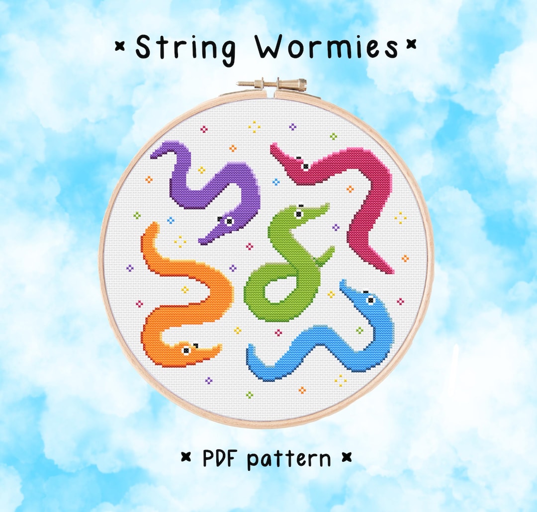 Worm on a String Cross Stitch Pattern | PDF Instant Download - Etsy