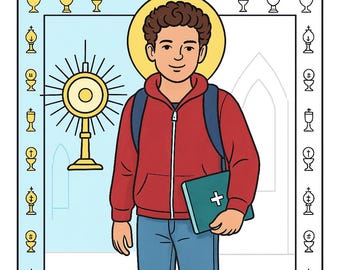 Saint Carlo Acutis Coloring Page | Catholic Eucharist Printable ...