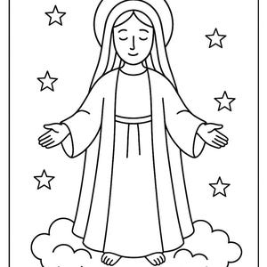 Immaculate Conception Coloring Pages • Catholic Kids Activity (instant ...