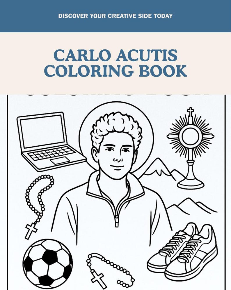 Carlo Acutis 4-page Mini Coloring Book • Catholic Saints Printable ...