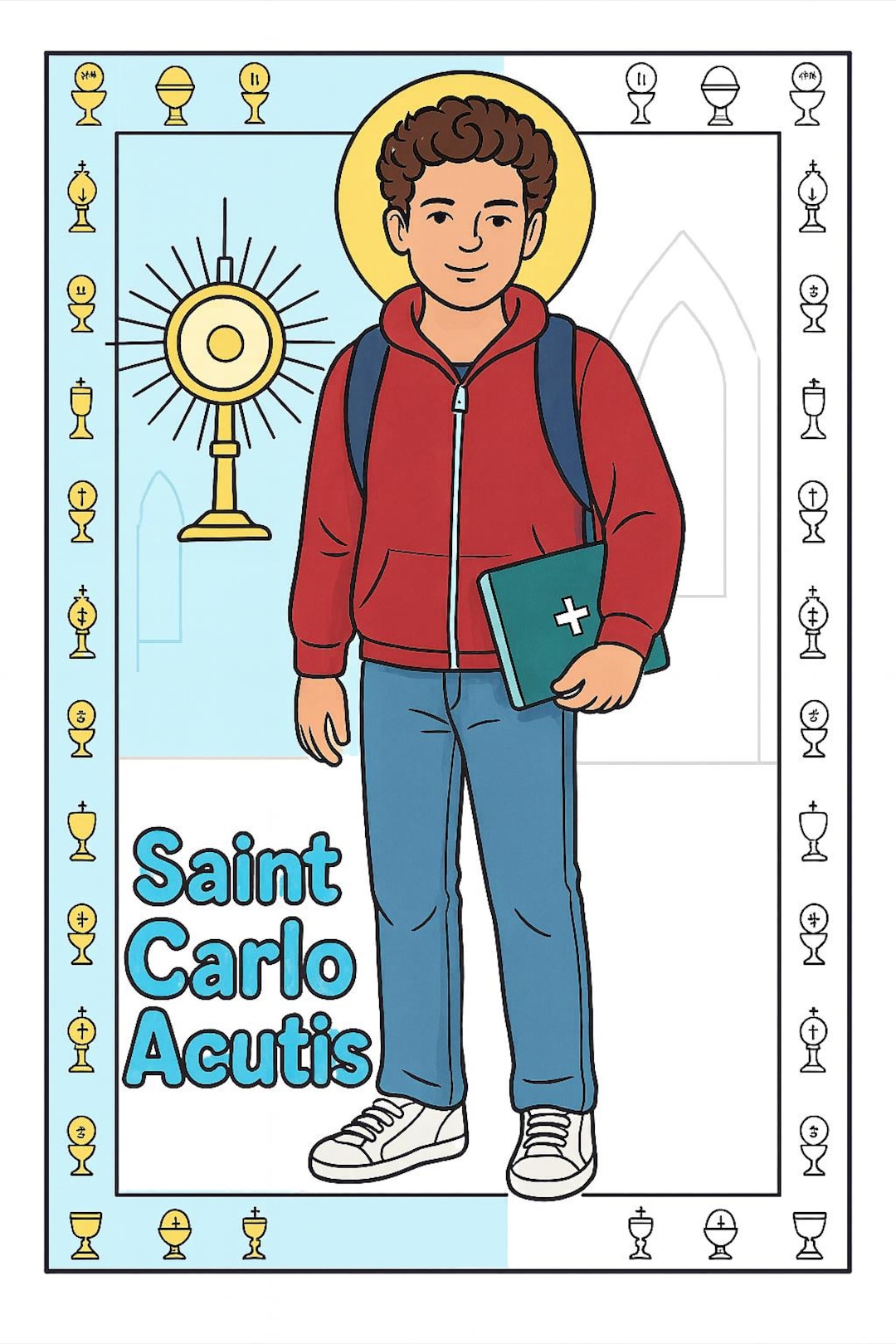 Saint Carlo Acutis Coloring Page | Catholic Eucharist Printable ...