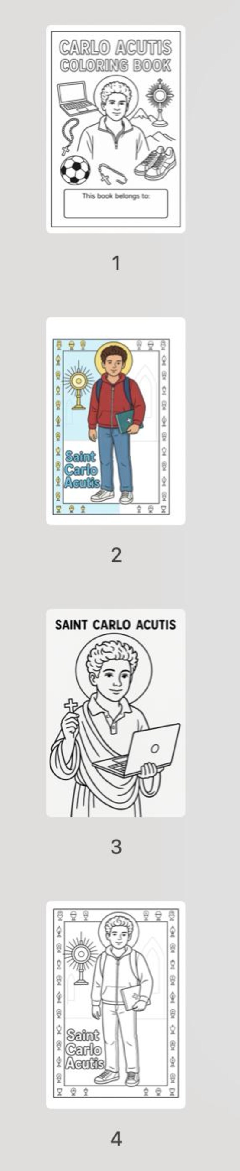 Carlo Acutis 4-page Mini Coloring Book • Catholic Saints Printable ...
