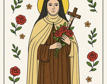 St. Thérèse of Lisieux Coloring Page: Catholic Saint Art (digital ...