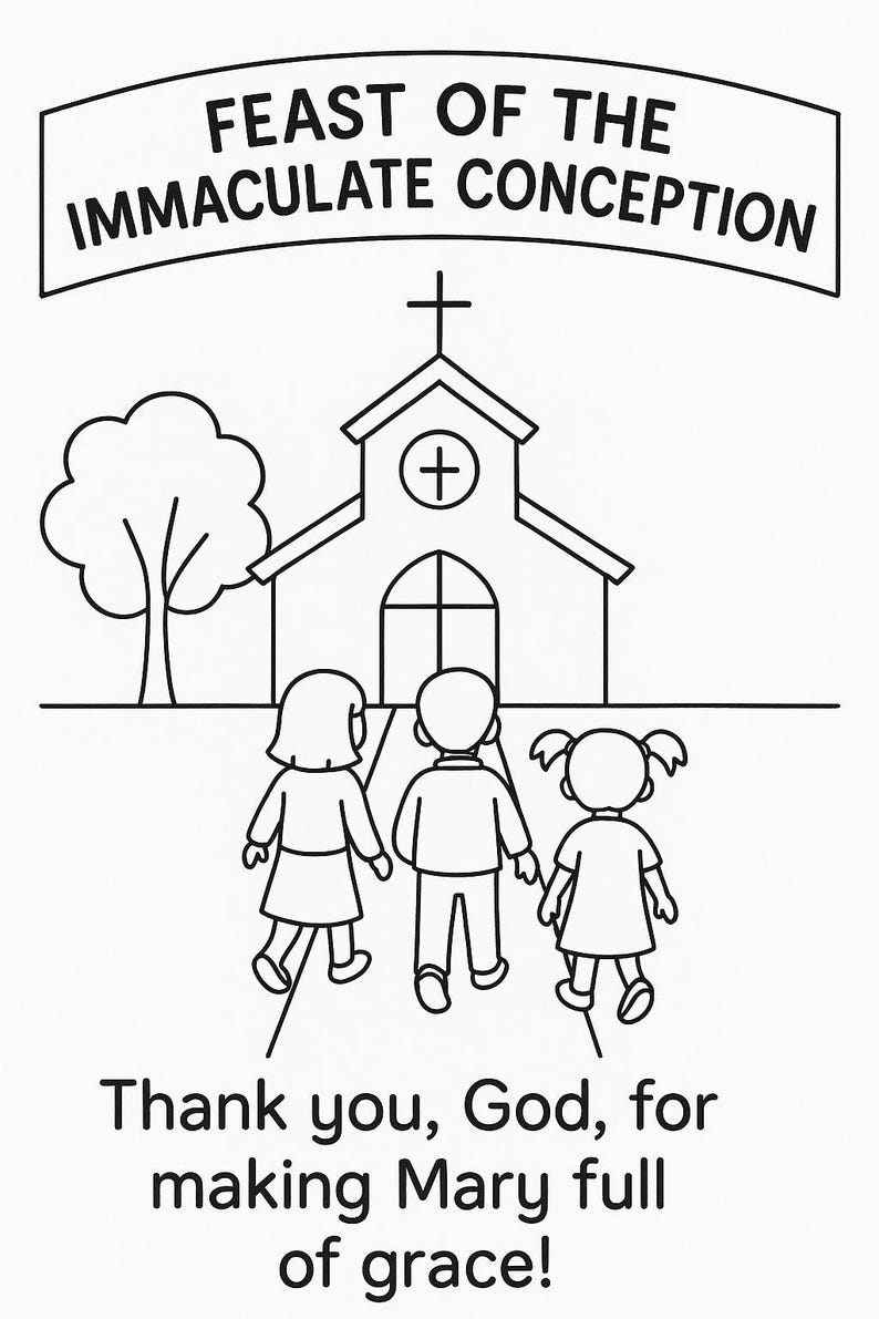 Immaculate Conception Coloring Pages • Catholic Kids Activity (instant ...