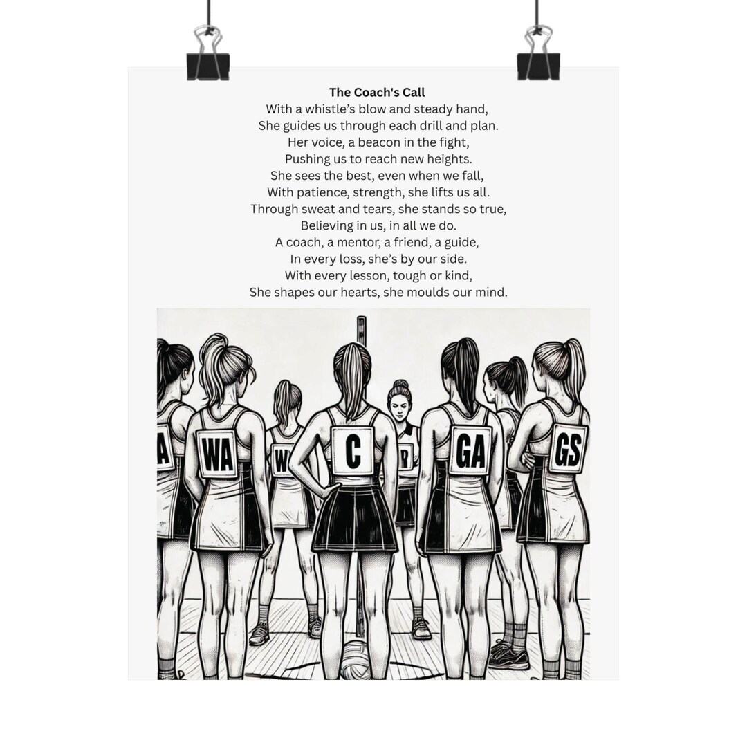Netball Coach Poem Gift Prints - Etsy