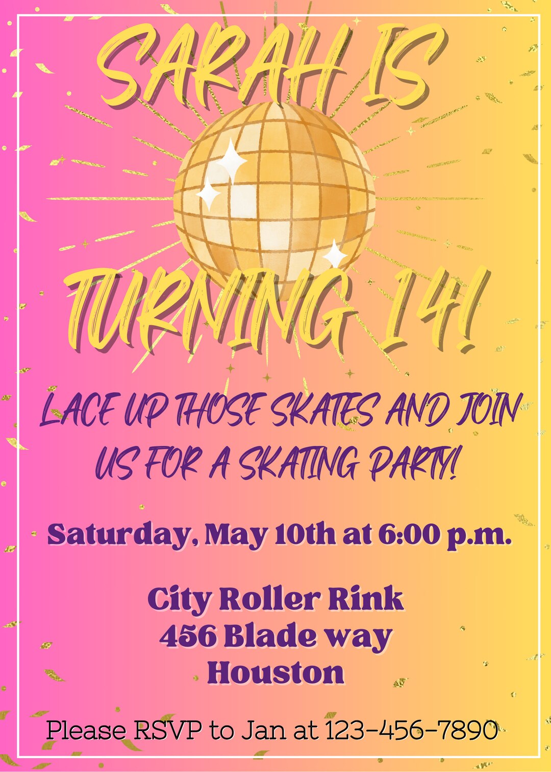 Pink Disco Themed Birthday Invitation - Etsy