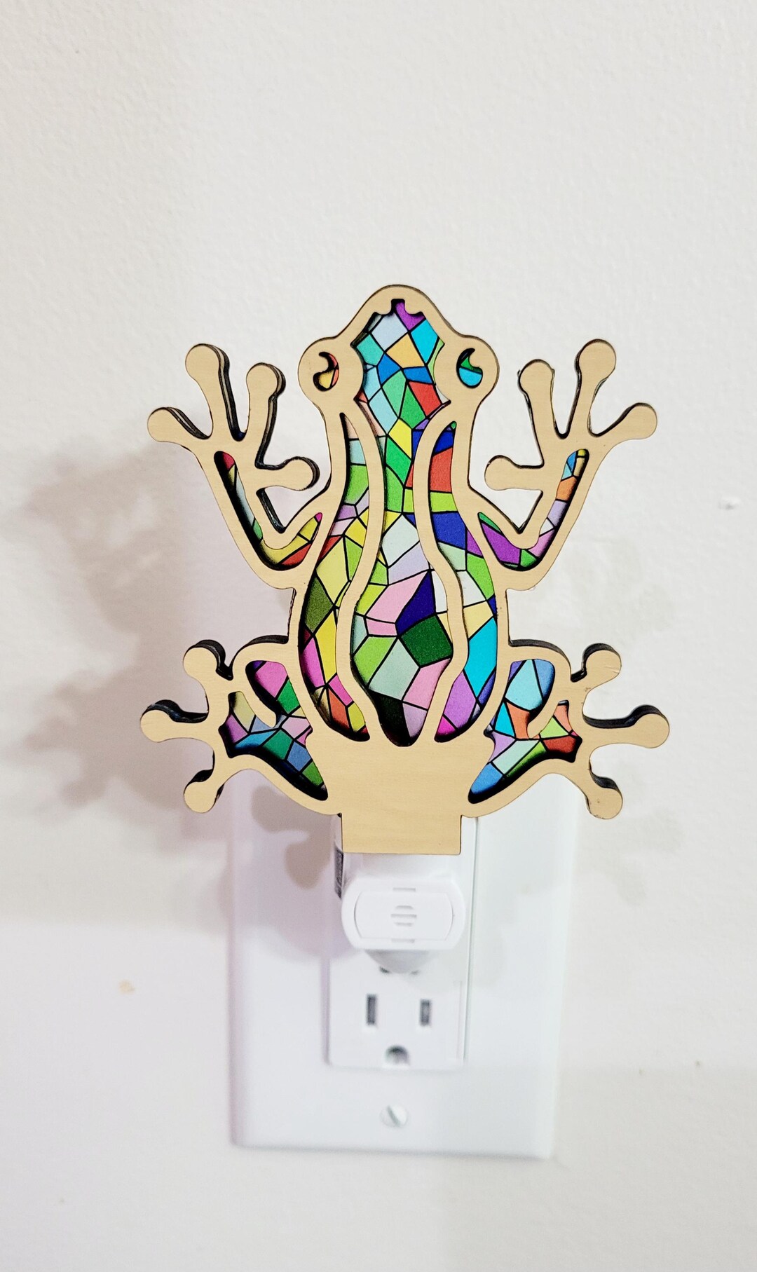 Ecobirch Frog Night Light • Multicolor Stained Glass Style - Etsy