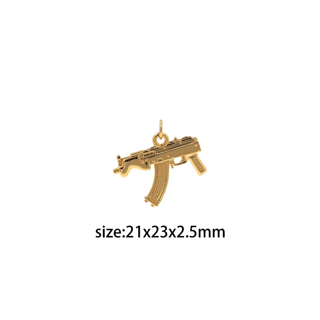 18K Gold Filled Gun Pendant,dainty Gun Charm Earrings Necklace for DIY ...