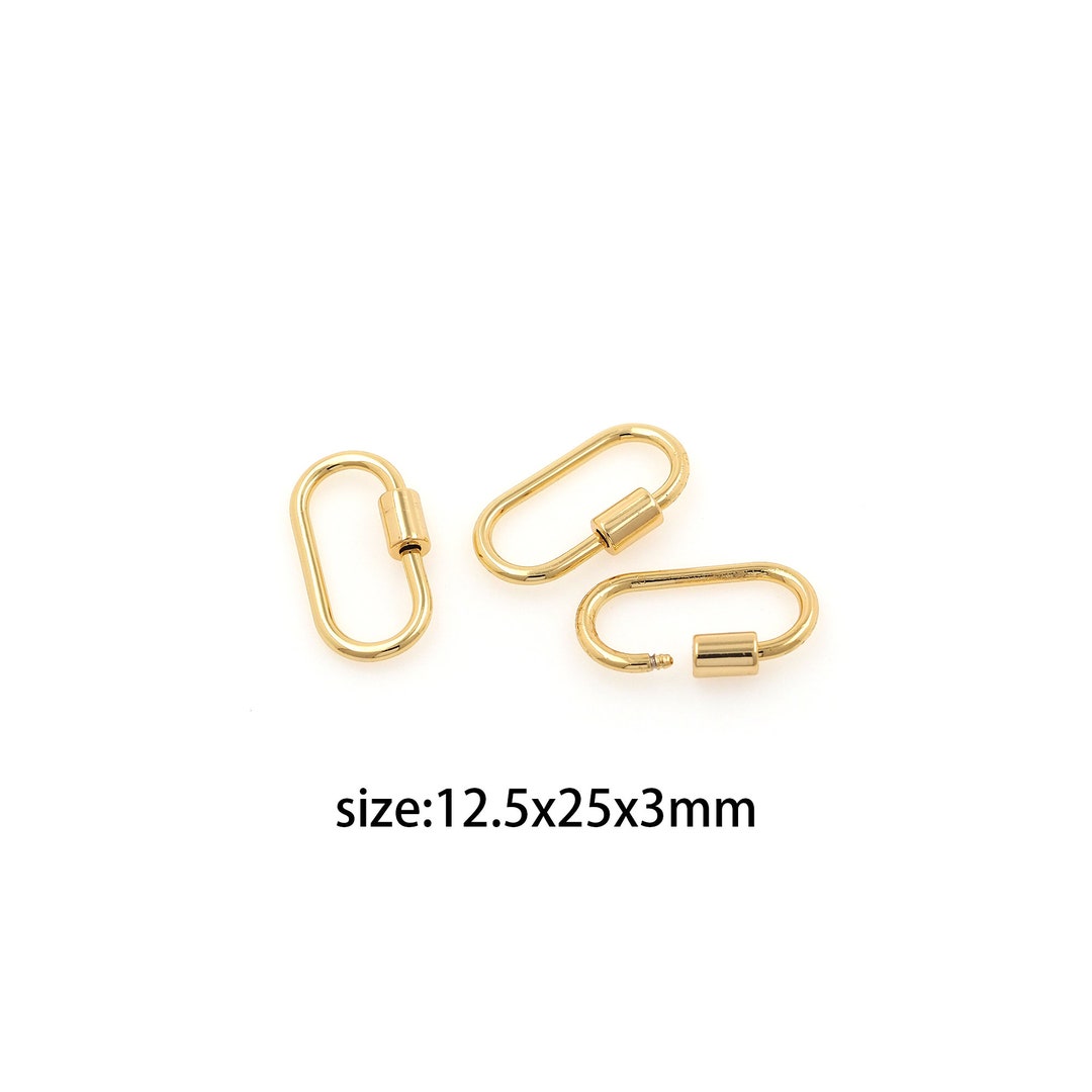 18K Gold Filled Oval Carabiner Clips,dainty Oval Screw Clasp Lock for ...