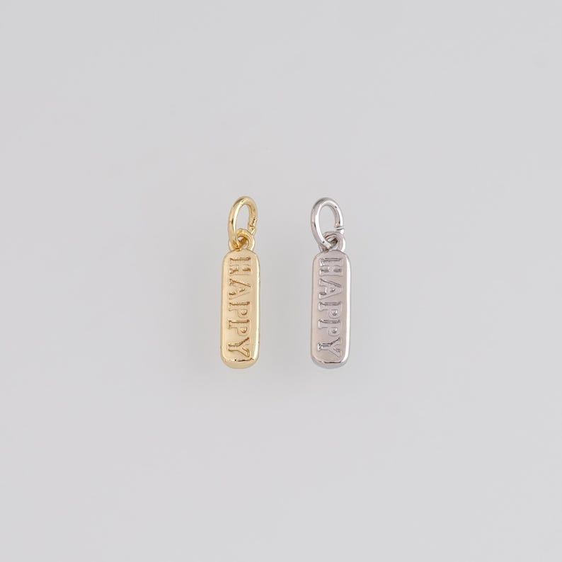 18K Gold Filled Happy Pendant,letter Happy Charm Earrings Necklace for ...