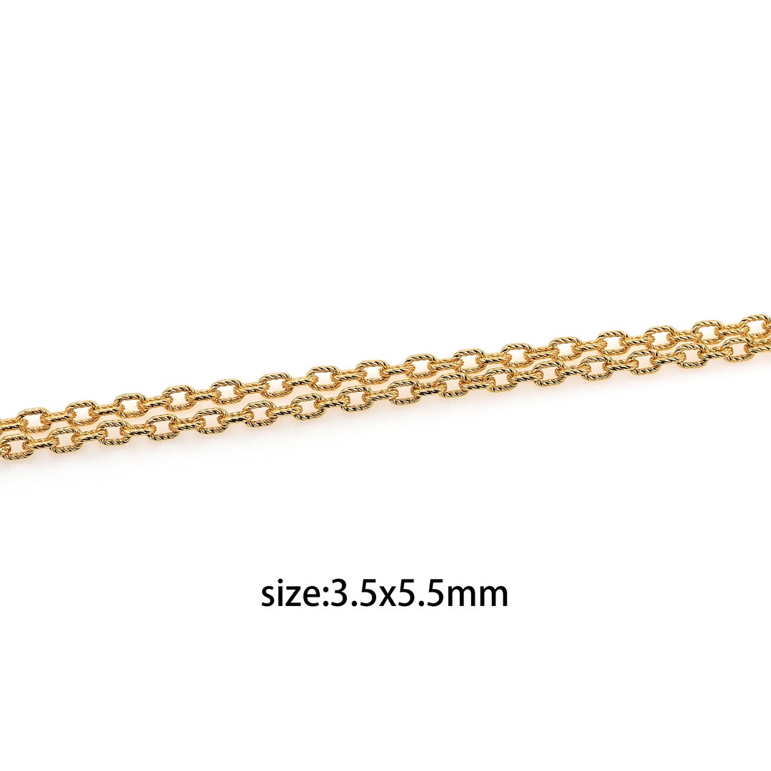 18K Gold Filled Texture Cable Chain,oval Paper Clip Link Chain Necklace ...