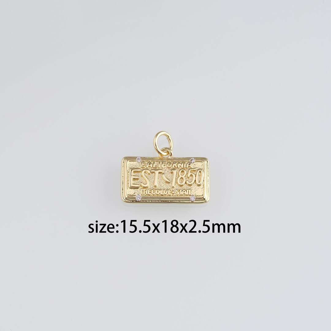 18K Gold Filled License Plate Pendant,dainty License Plate Charm ...