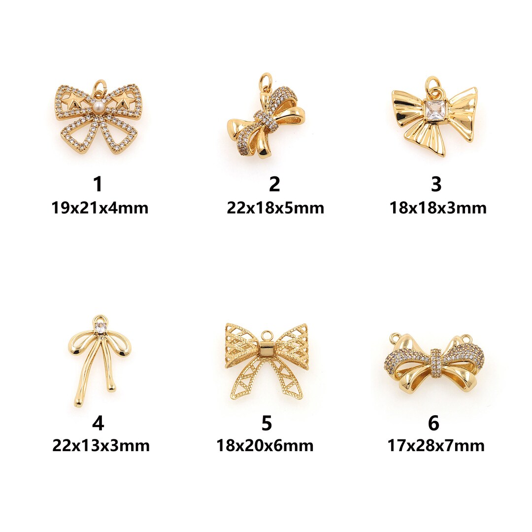 18K Gold Filled Bow Pendant,cz Micro Pave Bow Charm Earrings Necklace ...
