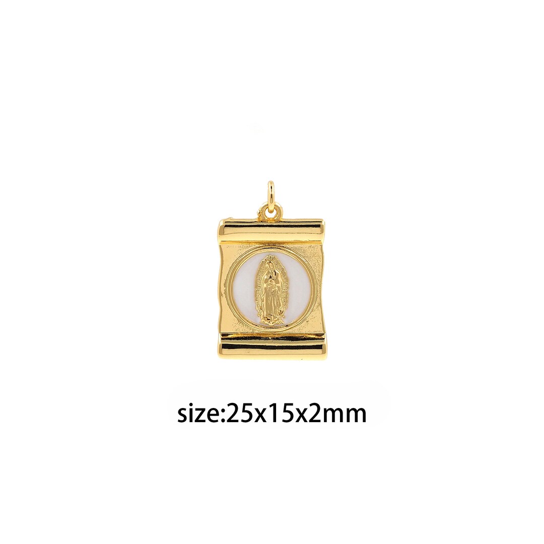 18K Gold Filled Virgin Mary Pendant,rectangle Virgin Mary Charm ...