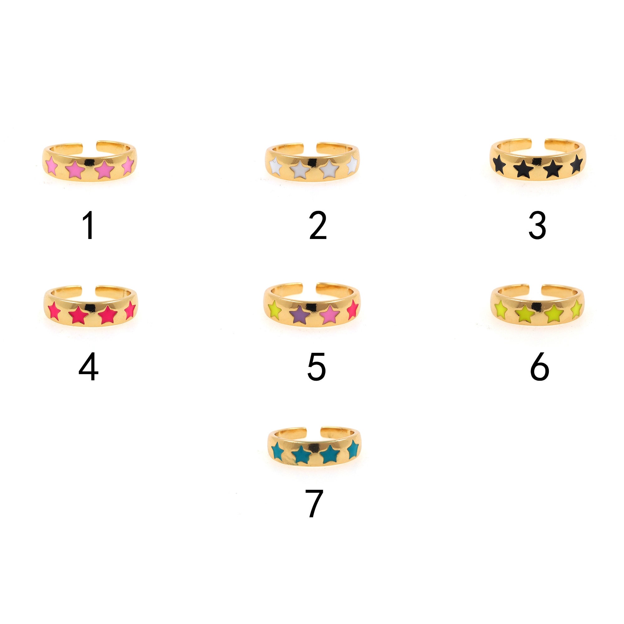 18K Gold Filled Star Rings,celestial Ring,enamel Ring,stackable Ring ...