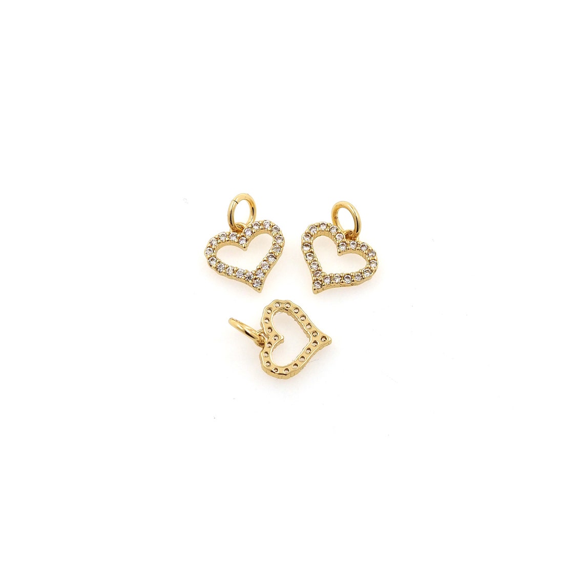 Colgante de corazón relleno de oro de 18 quilates, collar de pendientes ...