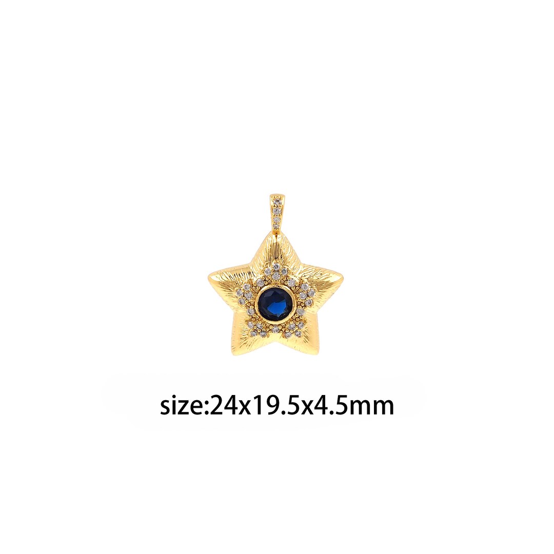18K Gold Filled Star Pendant,cz Micro Pave Star Charm Earrings Necklace ...
