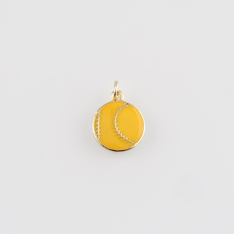 18K Gold Filled Softball Pendant,baseball Charm,enamel Softball ...