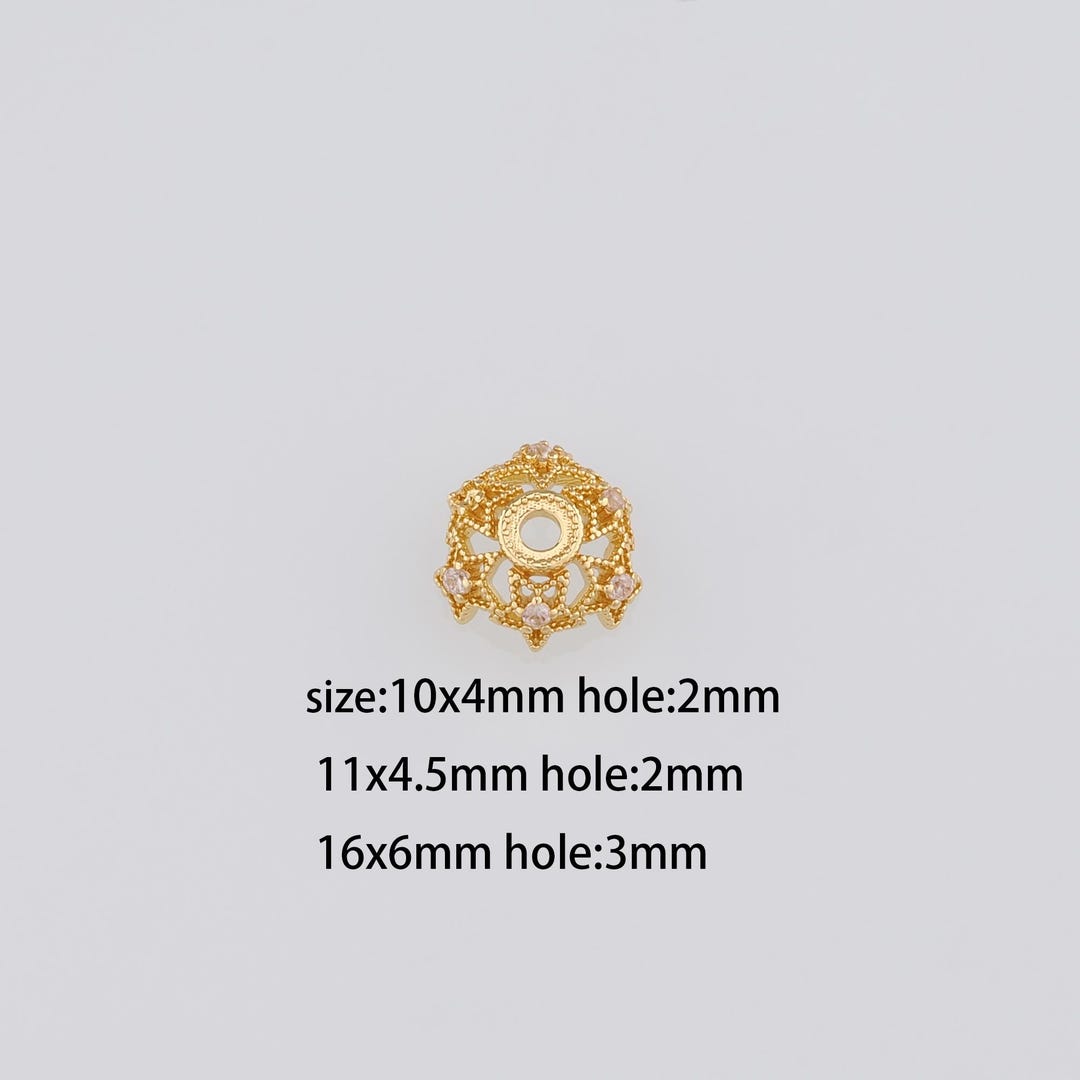 10pcs 18K Gold Filled Star Bead Caps,pearl Caps,cz Micro Pave Star Caps ...