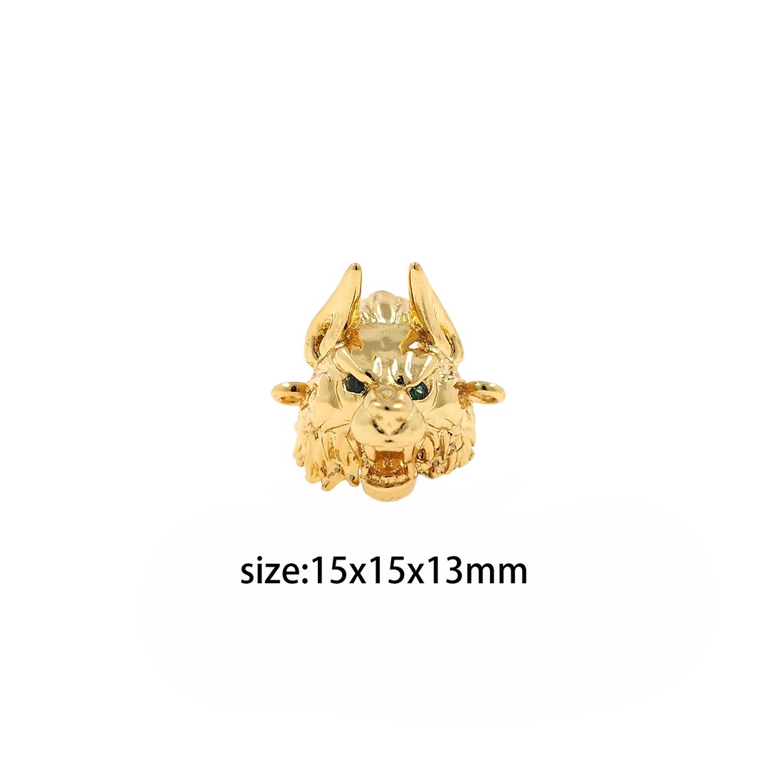 18K Gold Filled Wolf Head Connector,animal Charm Necklace Bracelet for ...