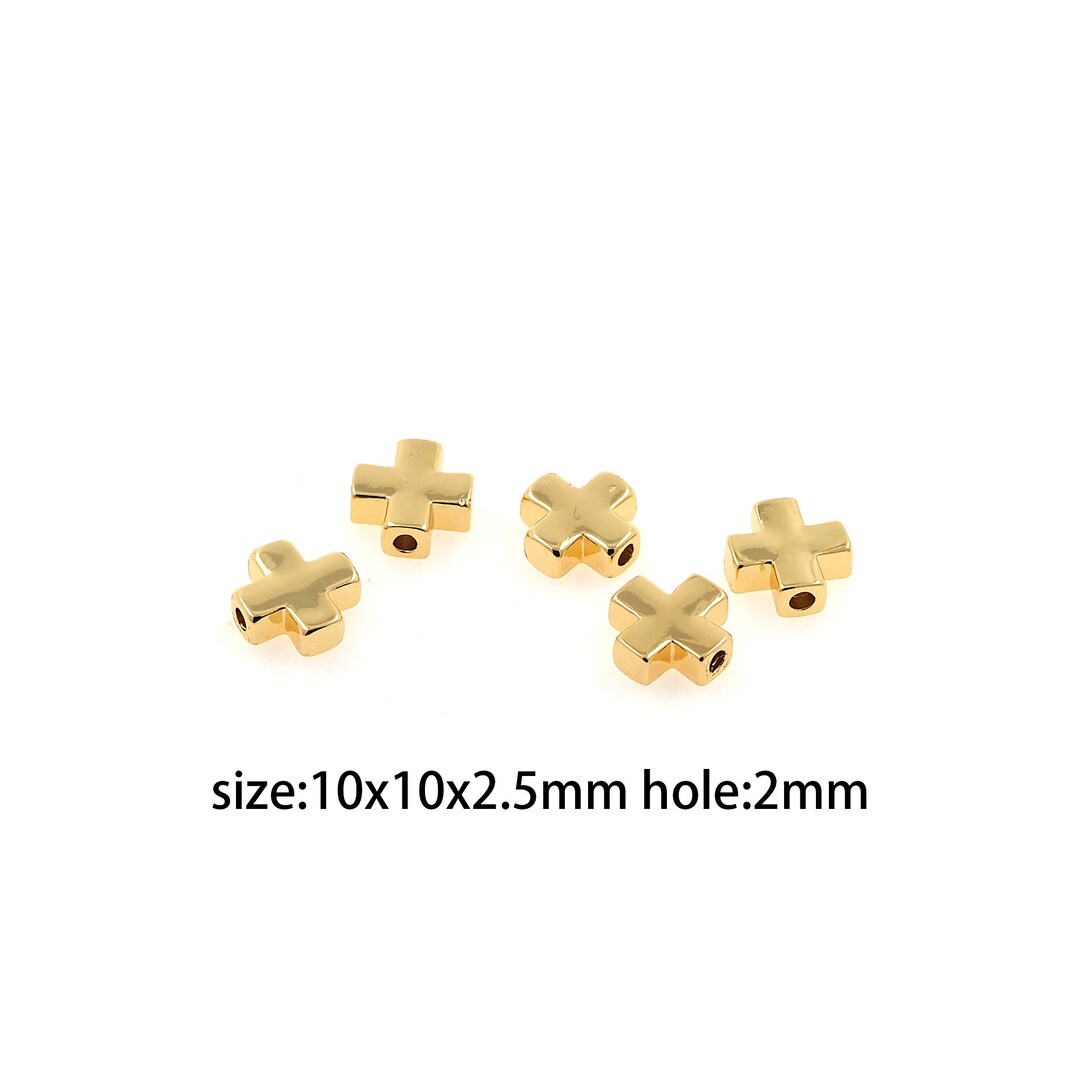 18K Gold Filled Cross Spacer Beads,dainty Religious Spacer Beads ...