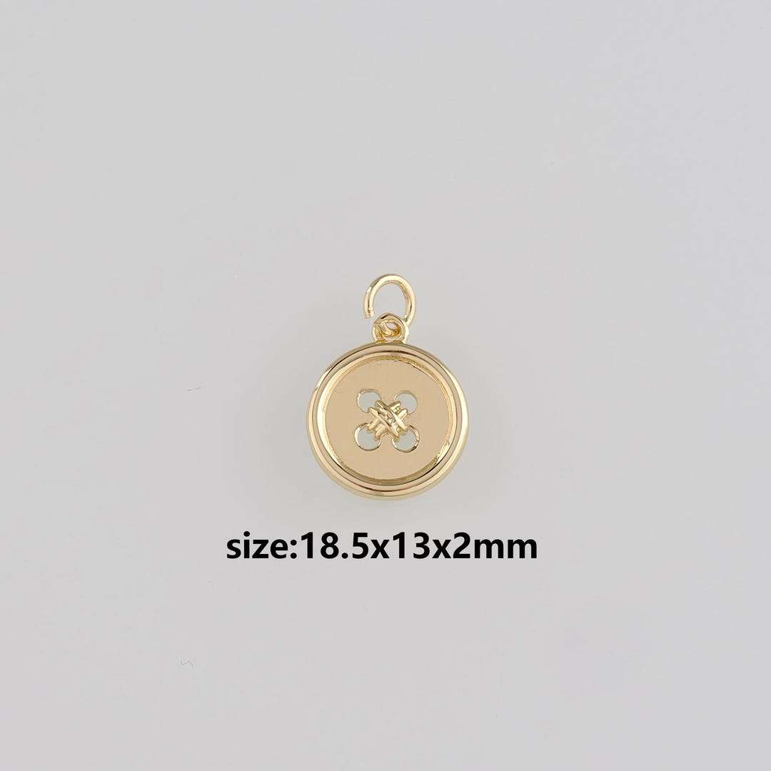 18K Gold Filled Button Pendant,dainty Button Charm Earrings Necklace ...