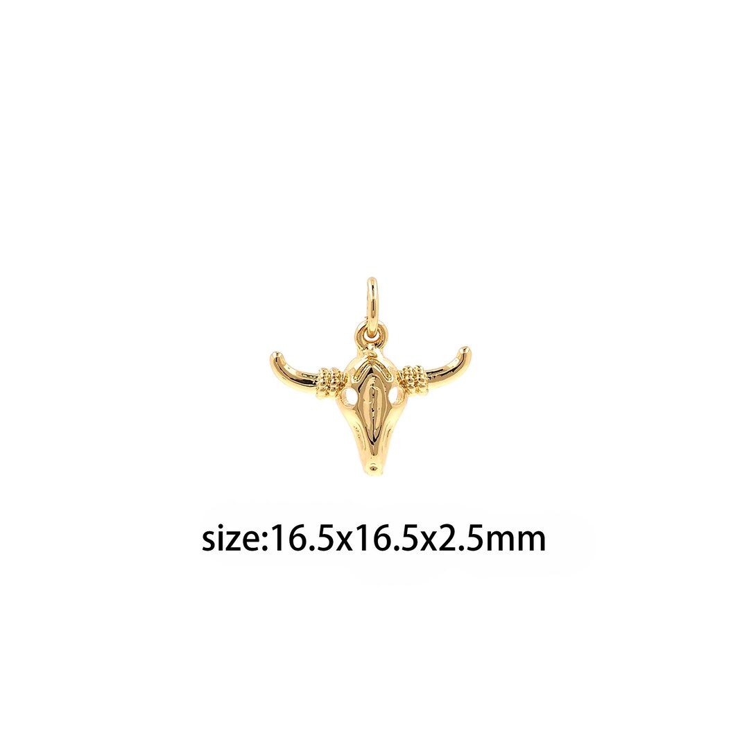 18K Gold Filled Bull Head Pendant,longhorn Bull Head Charm Earrings ...