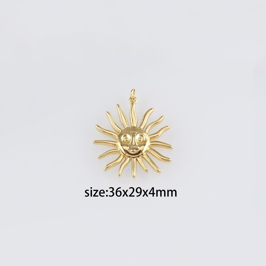18K Gold Filled Sun Face Pendant,celestial Charm,dainty Sun Earrings ...