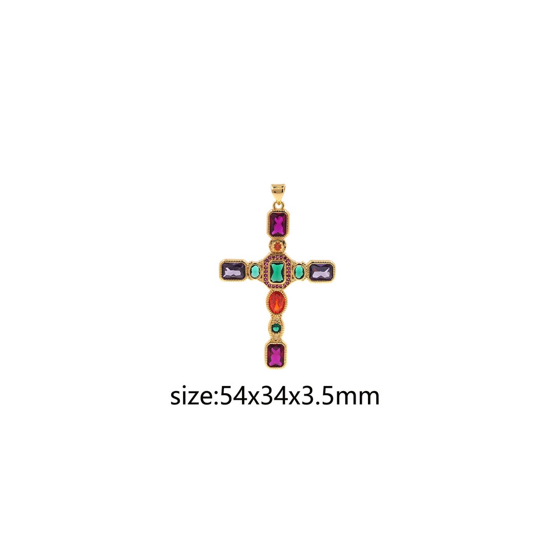 18K Gold Filled Cross Pendant,cz Micro Pave Cross Charm Earrings ...