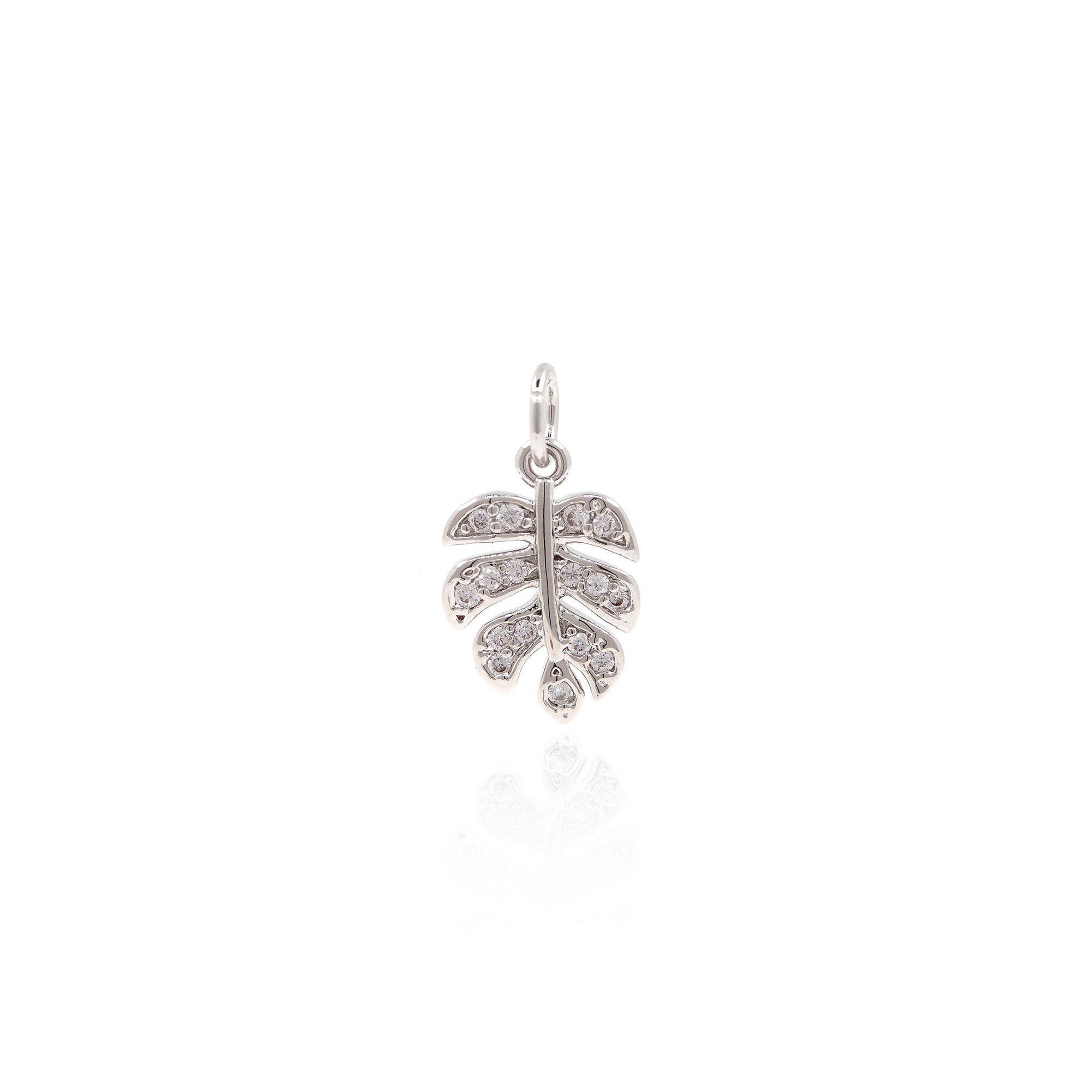 18K Gold Filled Monstera Leaf Pendant,cz Micro Pave Leaf Charm Earrings ...