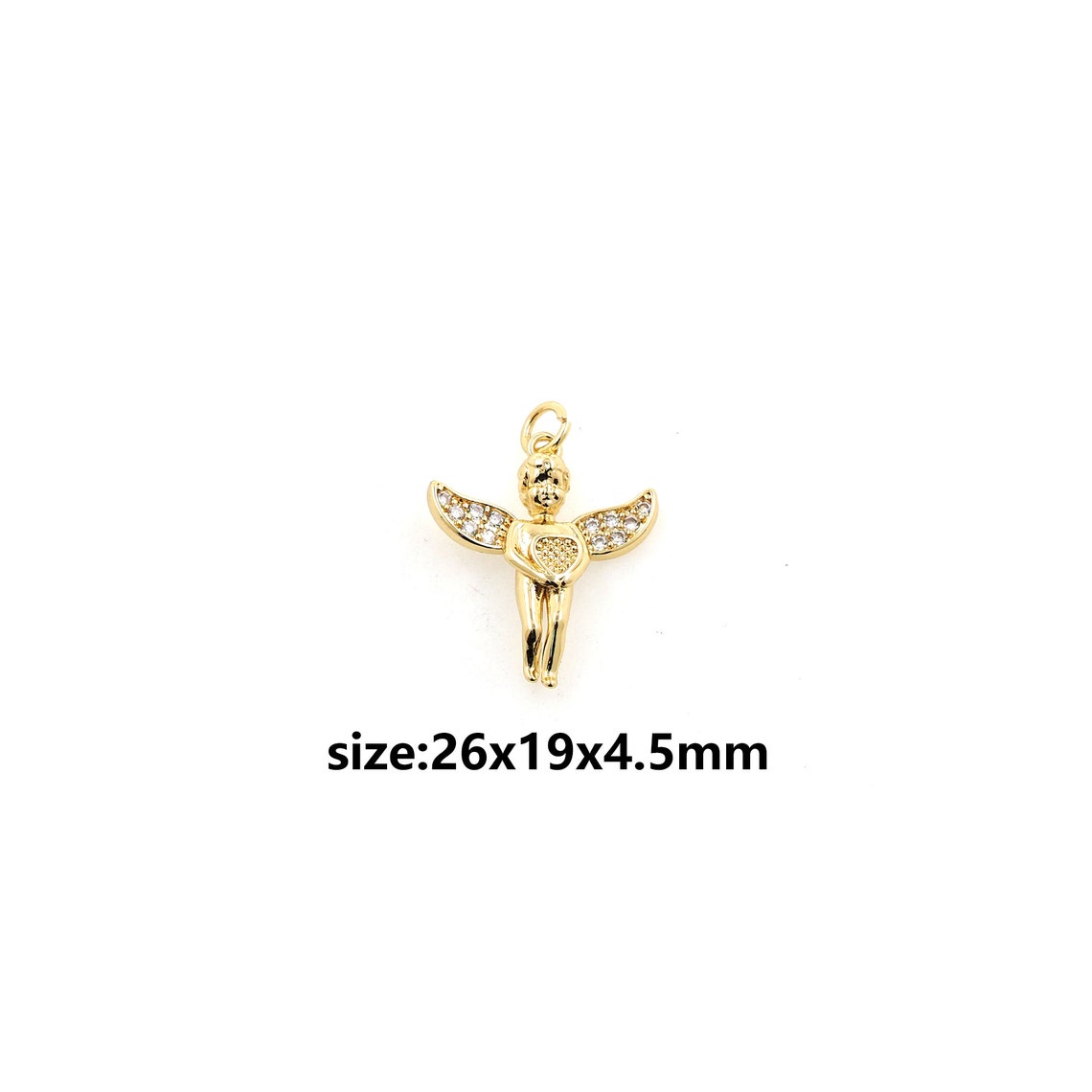 18K Gold Filled Angel Pendant,cz Micro Pave Angel Charm Earrings ...