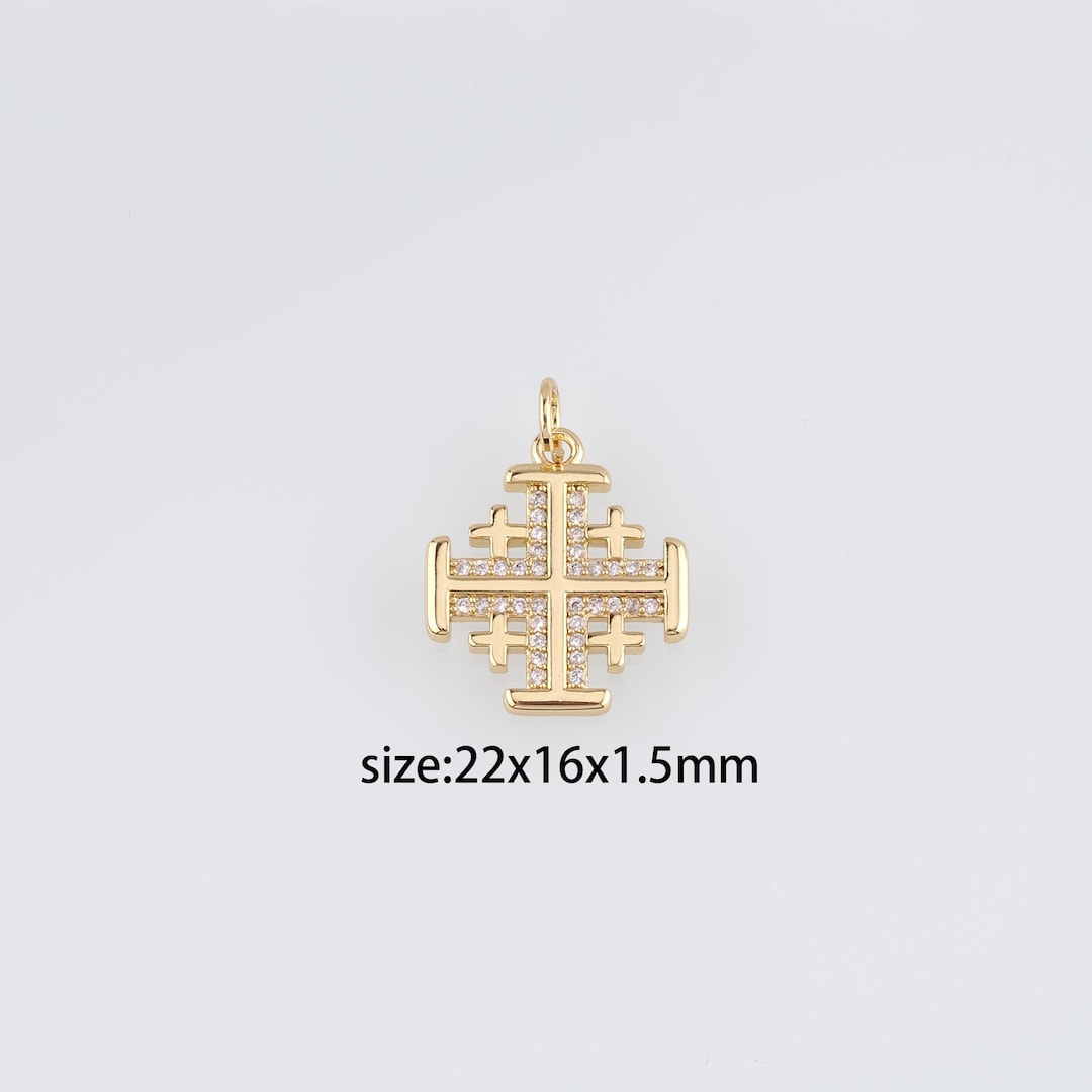 18K Gold Filled Cross Pendant,cz Micro Pave Cross Charm Earrings ...