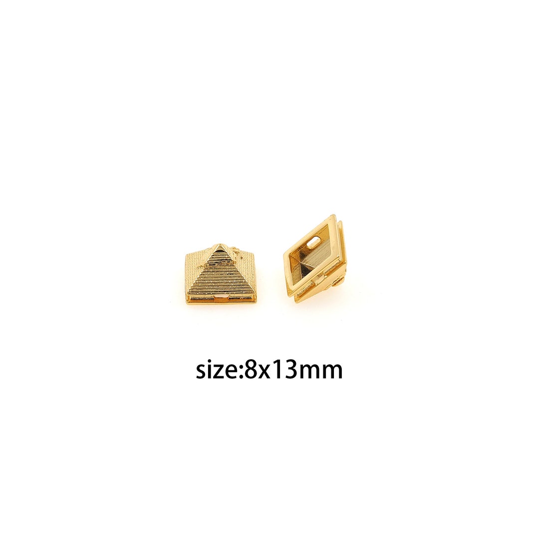 18K Gold Filled Pyramid Beads,dainty Pyramid Spacer Beads,diy Jewelry ...