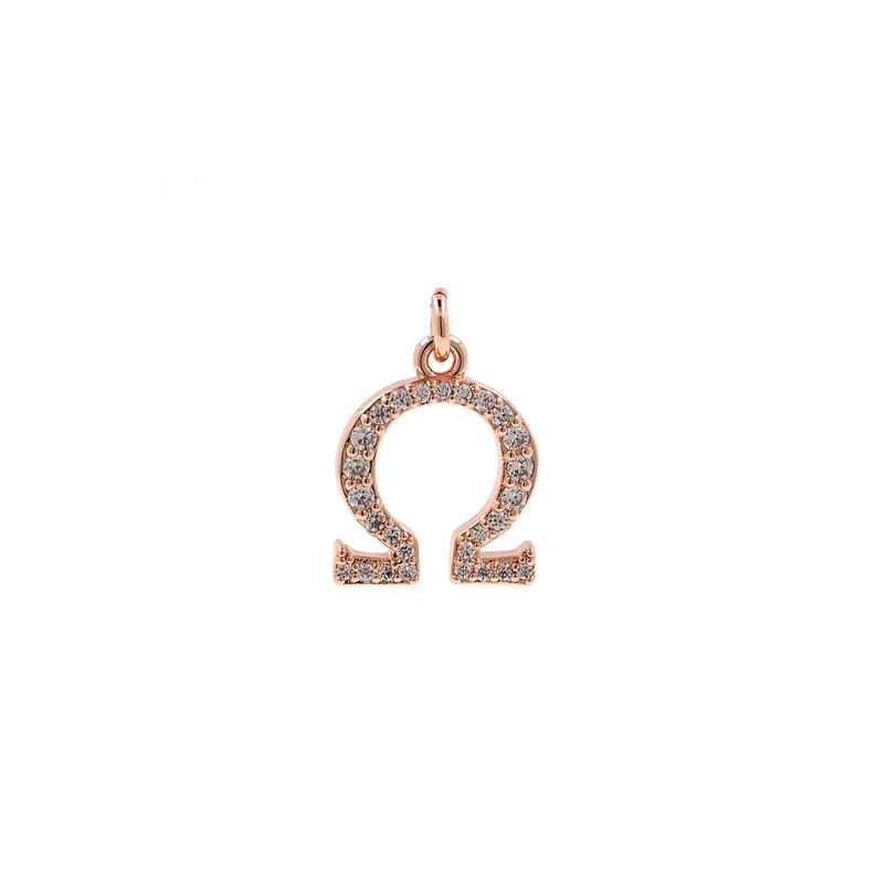 18K Gold Filled Omega Symbol Pendant,math Charm,cz Micro Pave Omega ...