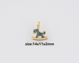 18K Gold Filled Trojan Horse Pendant,enamel Trojan Horse Charm Bracelet ...