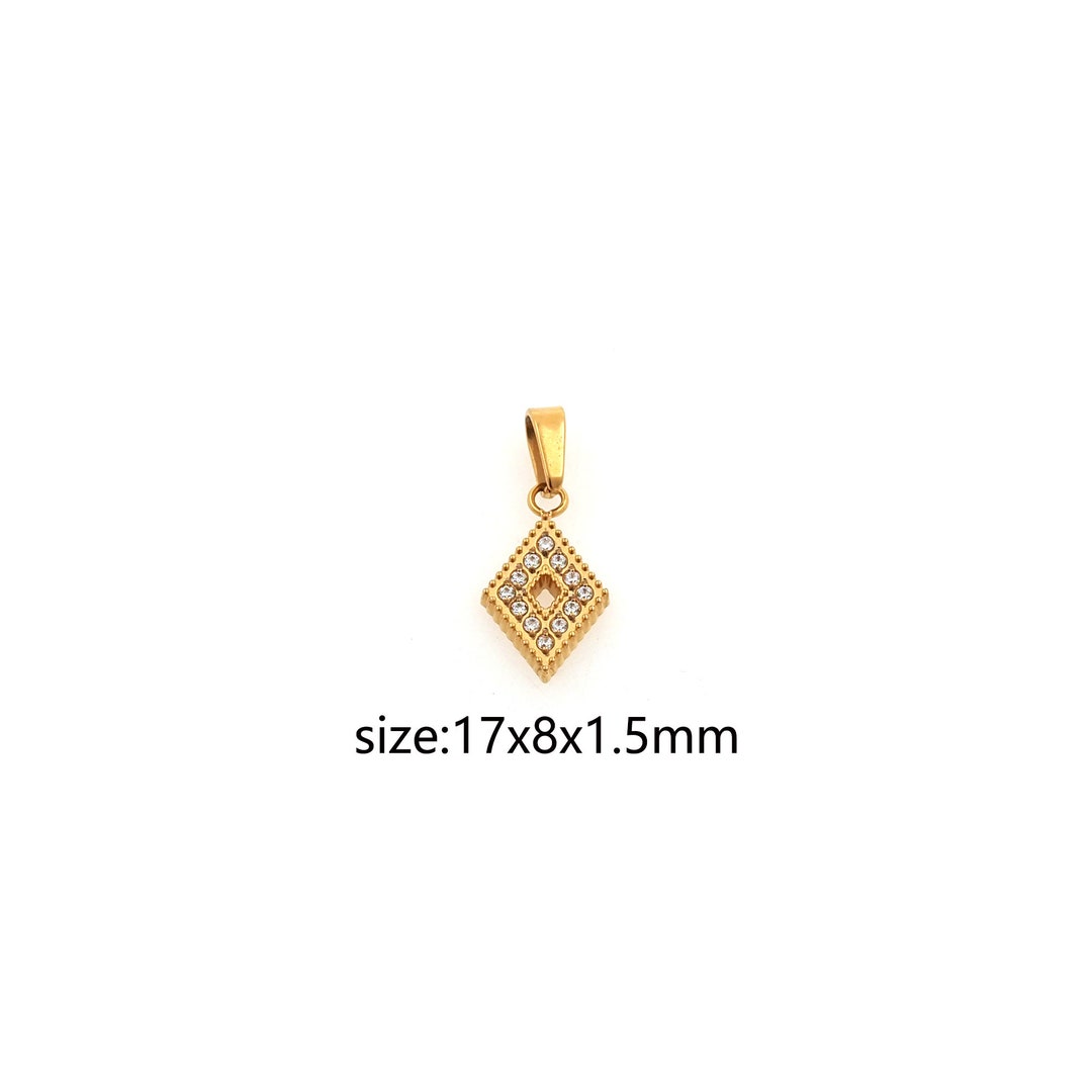 Stainless Steel Rhombus Pendant,cz Micro Pave Rhombus Charm Earrings ...
