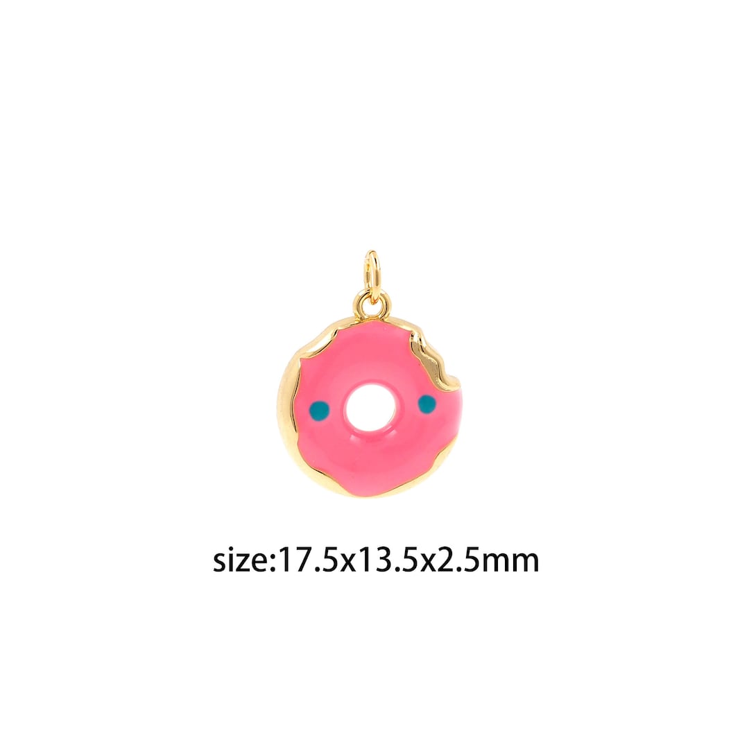 18K Gold Filled Doughnut Pendant,kawaii Enamel Donut Charm Earrings ...