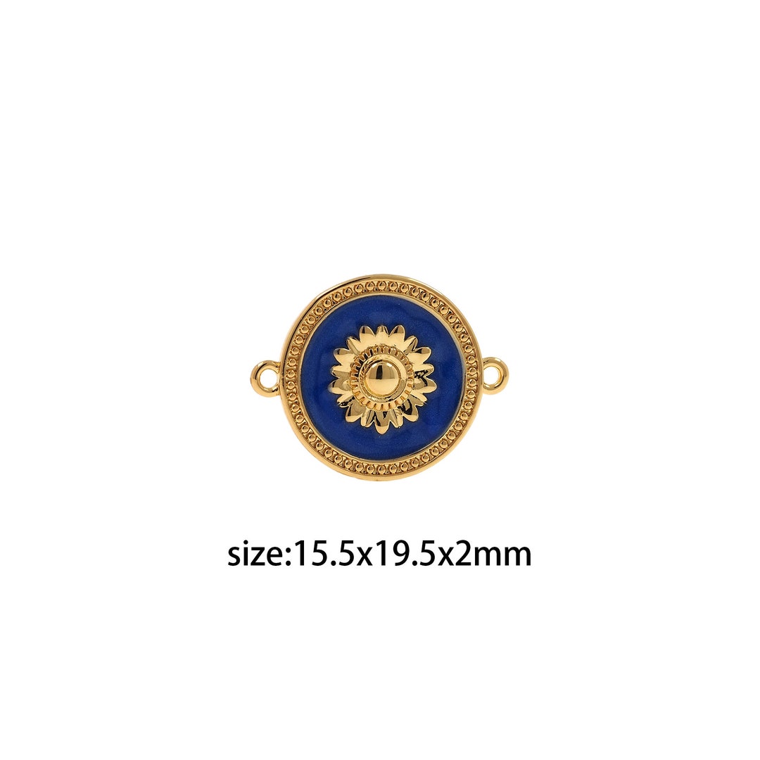 18K Gold Filled Daisy Connector,enamel Round Daisy Charm Necklace ...