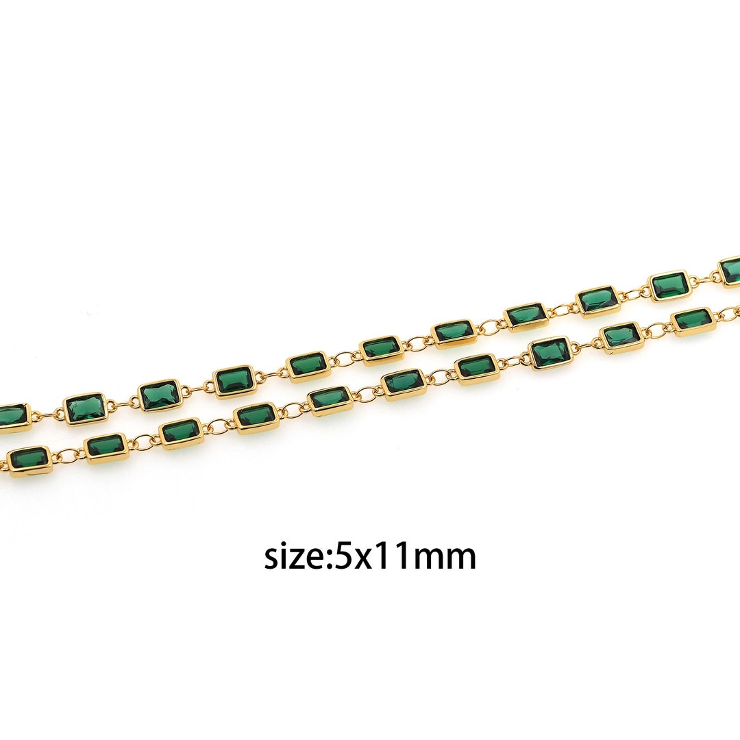 18K Gold Filled Rectangle Chain Necklace,cubic Zircon Chain,gold Chain ...