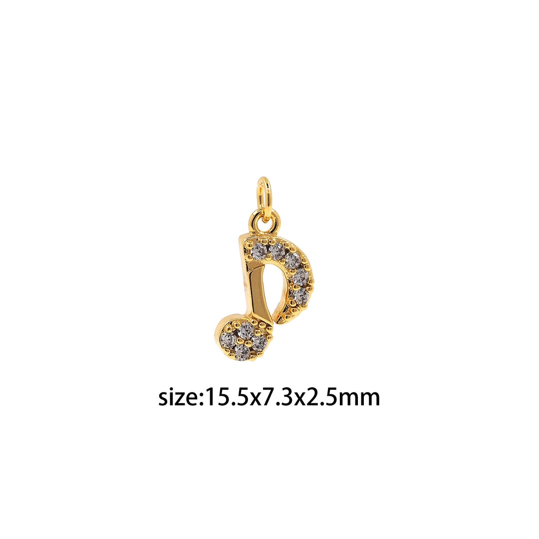 18K Gold Filled Musical Note Pendant,music Charm,cz Micro Pave Note ...