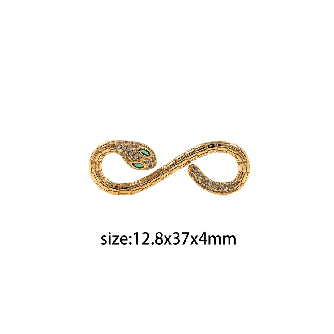 18K Gold Filled Snake Connector,cz Micro Pave Snake Charm Necklace ...