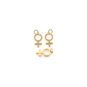 18K Gold Filled Female Symbol Pendant,cz Micro Pave Gender Symbol Charm ...