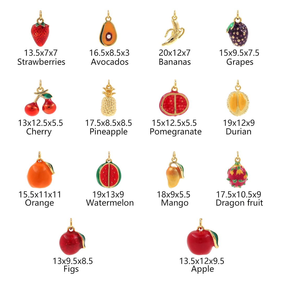 18K Gold Filled Fruit Pendant,enamel Fruit Charm Earrings Necklace for ...