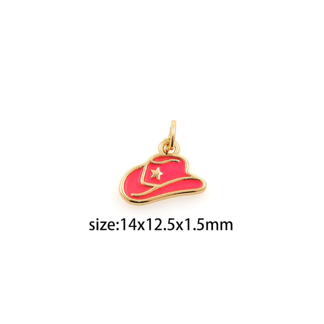 18K Gold Filled Cowboy Hat Pendant,hat Charm,enamel Cowboy Hat Earrings ...