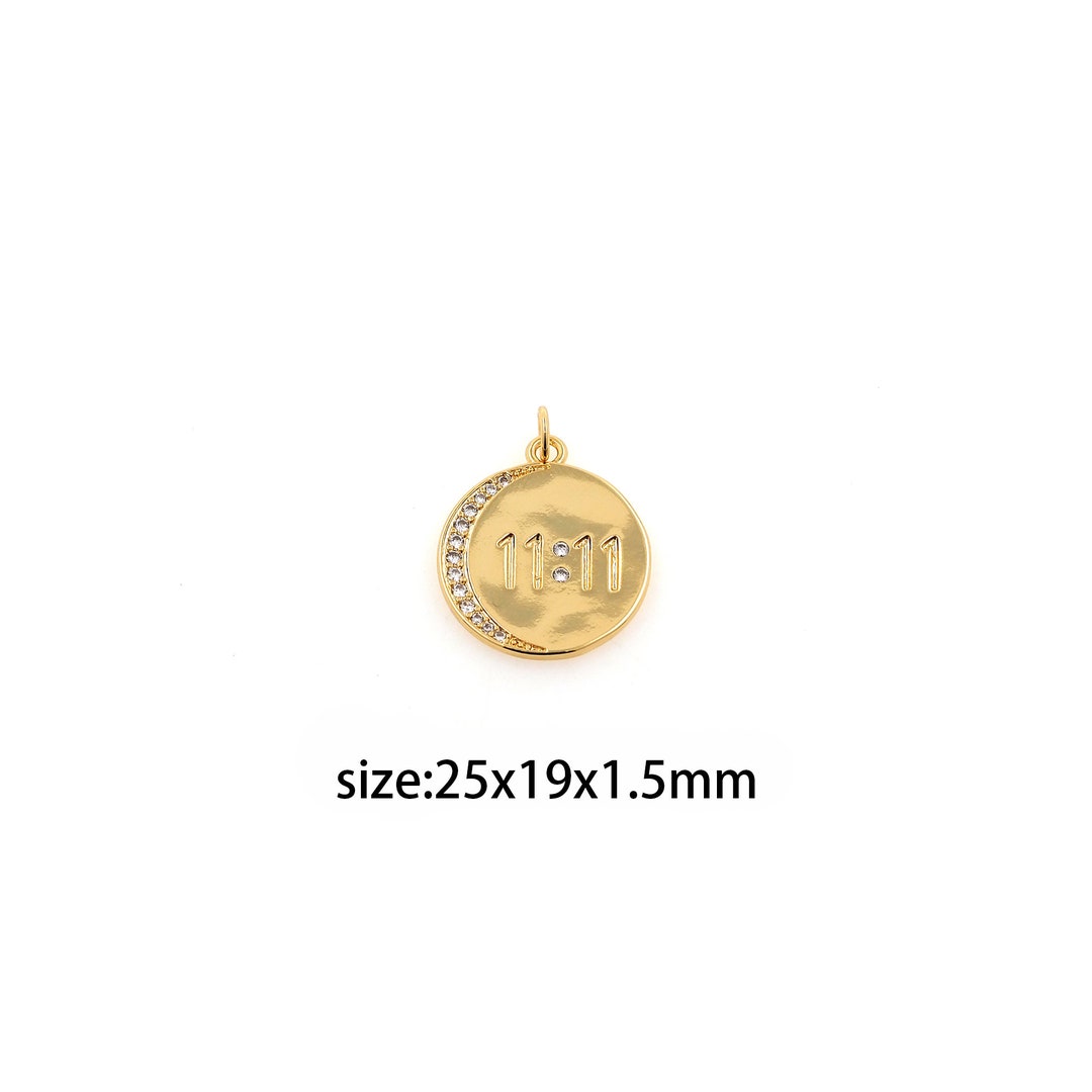 18K Gold Filled Angel Number Pendant,cz Micro Pave 11:11 Charm Earrings ...